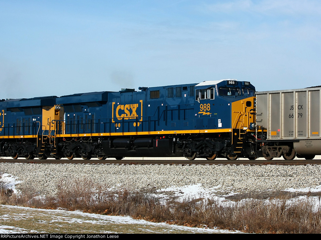CSX 988 shoves on the rear of N956 as D802